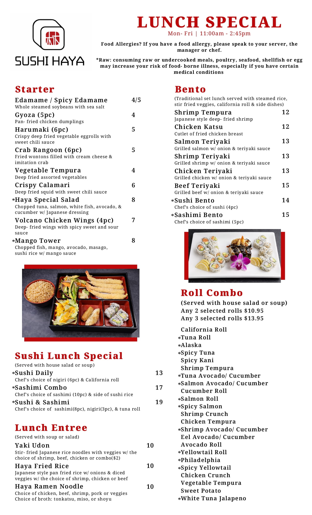Cypress Menu – Sushi Haya